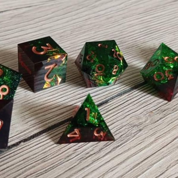 Handmade Blue Black DND D6, D20 Dice, Red Sharp Edge D&D Dice Set ...