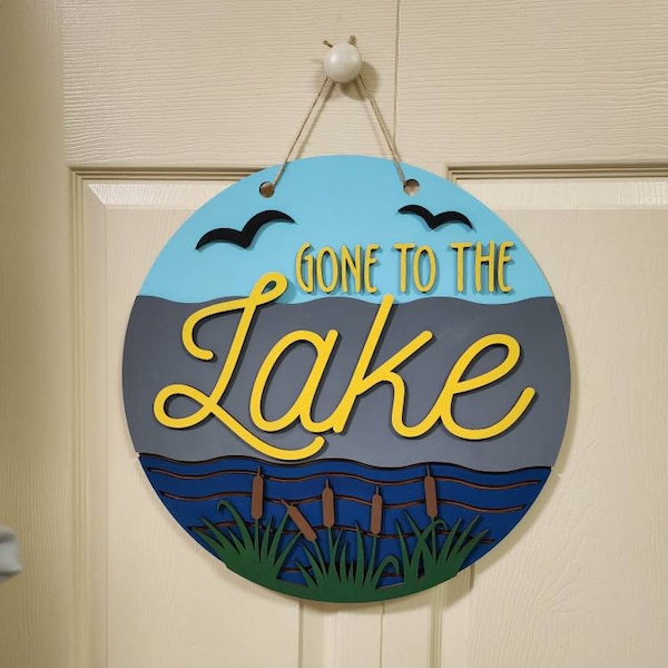 Gone to the Lake Summer Vacation Rental 3D Welcome Sign Round Door ...