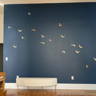 Bird Wall Art, Brass 14 Pieces, Black, Metal, Copper, Steel Birds, Wall ...