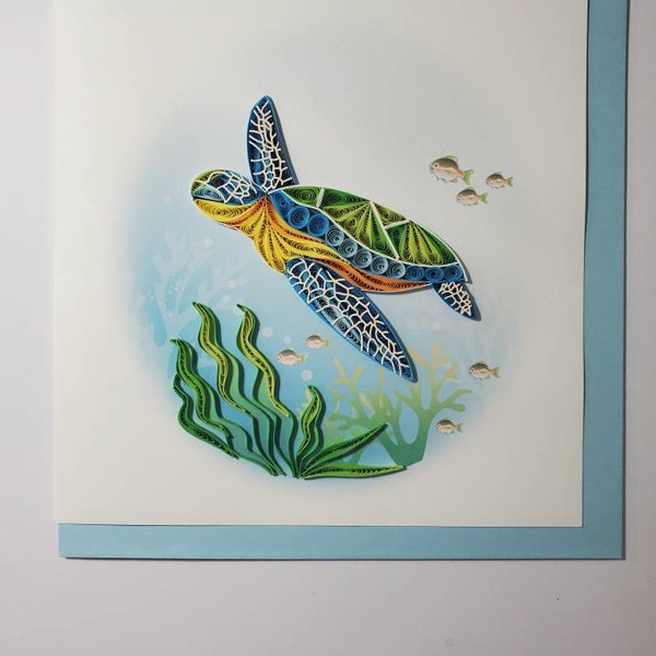 Sea Turtle Card, Art Paper, Greeting Card, Quilling Card, Craft Cards ...