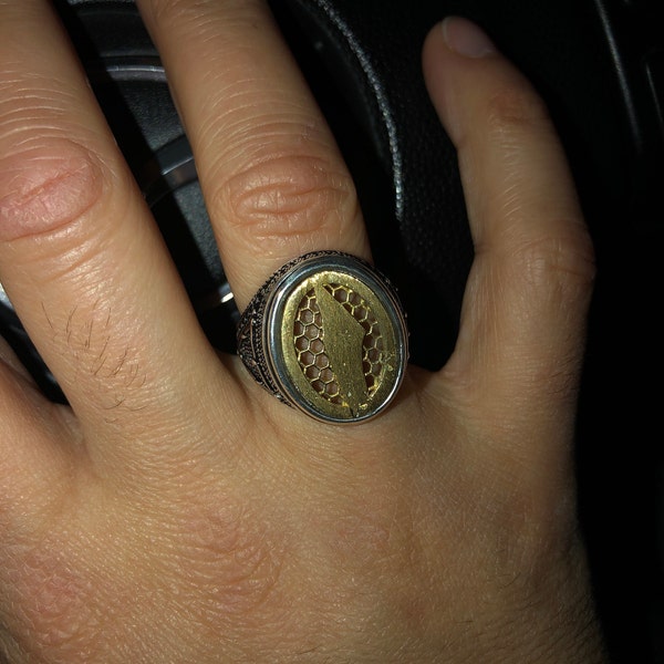 Palestine Map Man Ring Sterling Silver and Bronze Arabic Middle Eastern ...