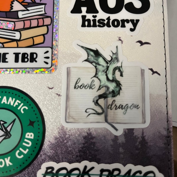 Green Book Dragon Watercolor Sticker, Vinyl Literary Laptop Decal ...