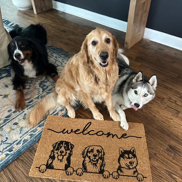 Doodle, Golden Doodle Mat, Dog Welcome Mat, Golden Retriever Poodle ...