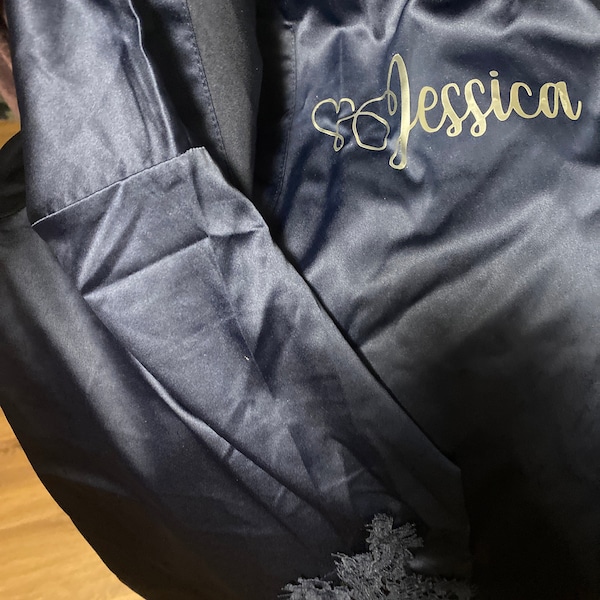 Bridesmaid Robes | Triangle Lace Satin Wedding Party Robes | Satin ...