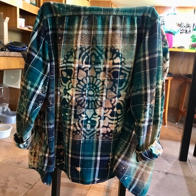 Bleached Heart Flannel Shirt for Valentine's Day Upcycled Flannel Boho ...