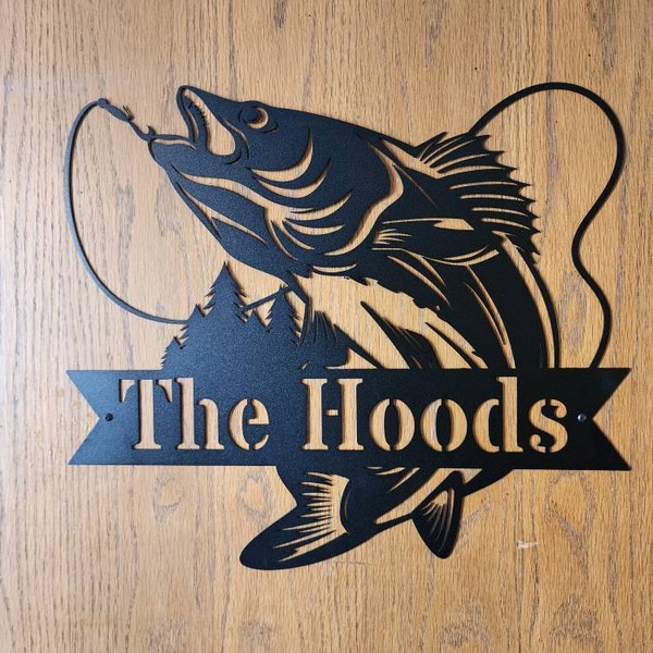 Walleye Metal Fish Sign for Outdoors on House, Fishing Lover Wall Sign ...