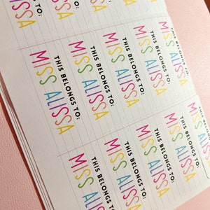 School Name Labels Teacher Book Labels Classroom Supplies - Etsy
