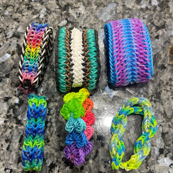 Grab Bag-5 Fishtail Rainbow Loom Bracelets Loom Band Sensory Toy ...