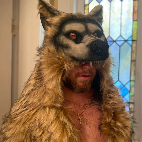 Werewolf Headdress, Brown Werewolf Mask, Brown Wolf Mask, Animal ...