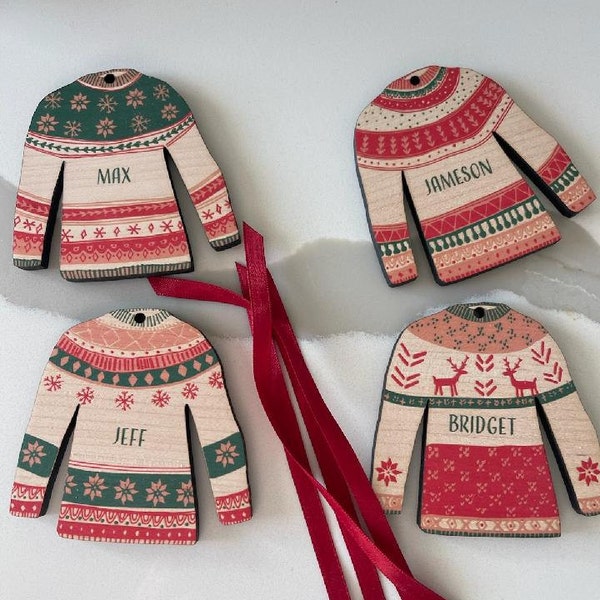Personalised Christmas Jumper Bauble Set - Set of 4 Vintage Style ...