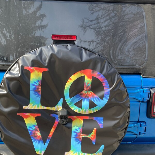 Tie Dye Love Peace Sign Spare Tire Cover ~ ALL Sizes Available in Menu ...