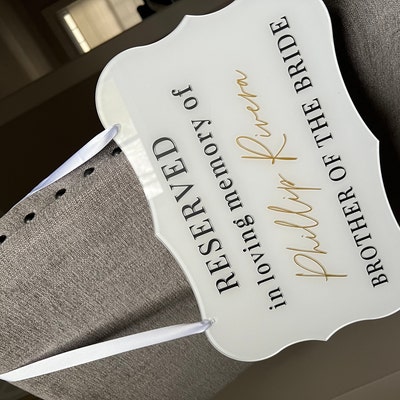 Reserved in Loving Memory Wedding Sign, Reserved Seat Sign, This Seat ...