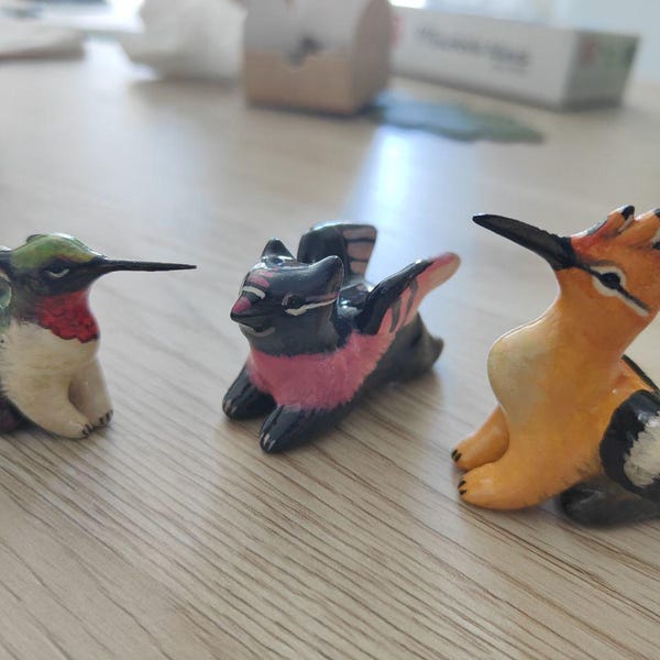 White Owl Griffin Figurine Snowy Gryphon Sculpture TO ORDER Tiny Clay ...