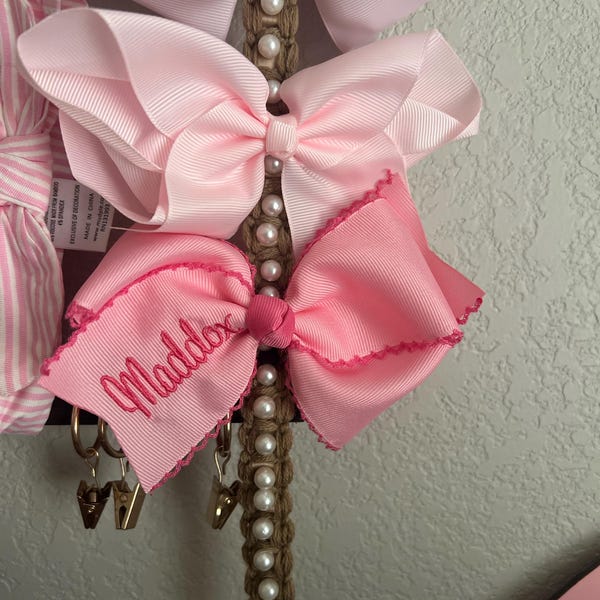 Moonstitch Monogrammed Hairbows Embroidered Hairbow Personalized Bows ...