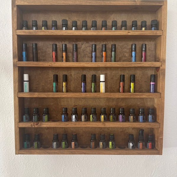 Large Essential Oil Shelf | Rustic Solid Wood Wall Rack and Organizer ...