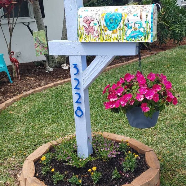 Colorful Flower Whimsical Mailbox, Hand Painted Mailbox, Decorative ...