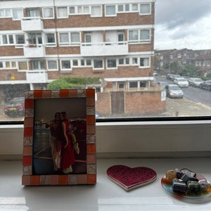 Elegant Dusty Pink Mosaic Photo Frame With Grey Grout Rustic Chic Wall ...