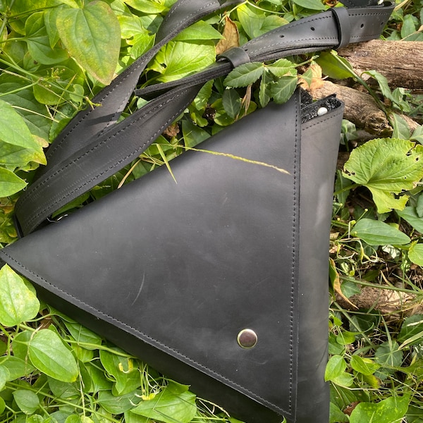 Leather Women Clutch. Triangle Bag. Casual Bag. Geometric Bag. Leather ...