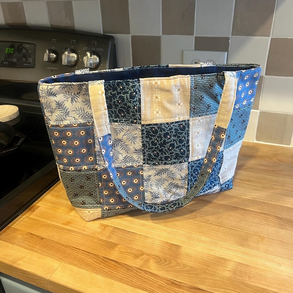 Digital Download: Quilted Patchwork Tote Bag Sewing Pattern and ...