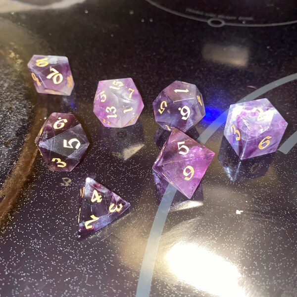 Gemstone Opalite Elven Cut Polyhedral Dice (with Box) Dnd Set - Etsy