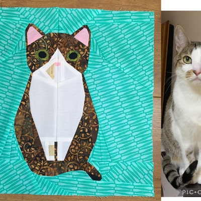 Cat Foundation Paper Piecing Pattern FPP Pattern, Quilt Block, 6 Sizes ...