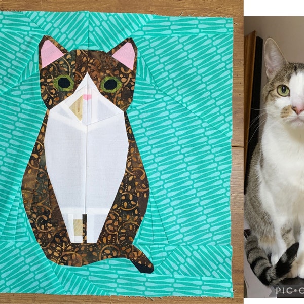 Cat! Foundation Paper Piecing Pattern (FPP Pattern), Quilt Block, 6 ...