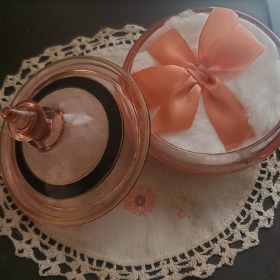 Luxurious Body Powder Puff, 4 Inches With Peach Ribbon Handle and Bow ...