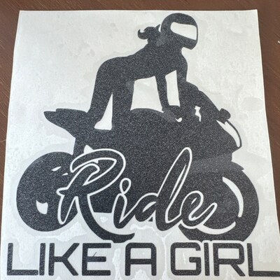 Lady Biker Riding Vinyl Decal - Etsy