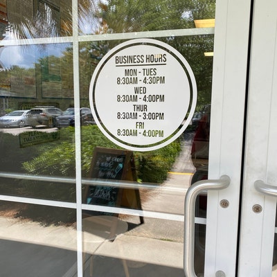 Store Hours Decal Business Hours Decal Custom Storefront Decal Business ...