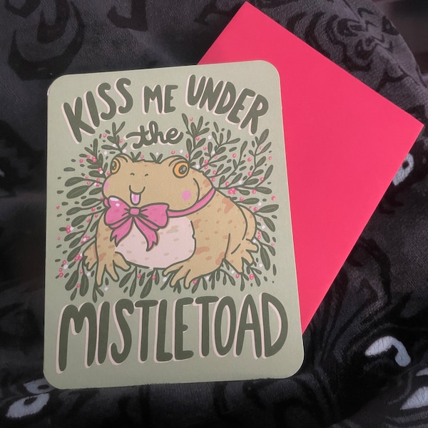 Funny Christmas Card, Mistletoad, Kiss Me Under the Mistletoe, Frog ...