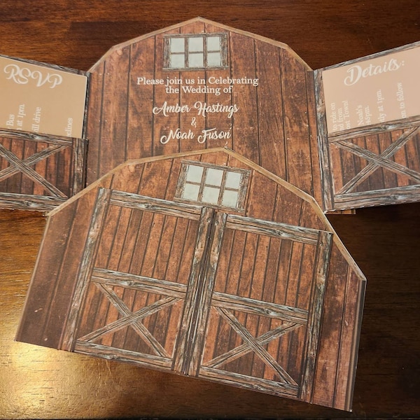 Barn Wedding Rustic Invitation Set/barn Wedding Invitation/rustic Barn ...