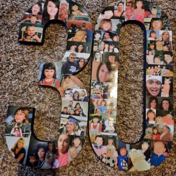 Wooden Number Photo Collage(2 Numbers/ NEW STYLE) - Etsy