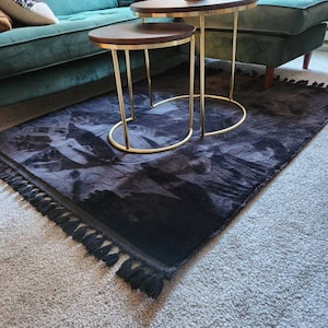 Dark Blue Plush Rug, Navy Feather Rug, Fringed Rug, Navy Soft Rug, for ...