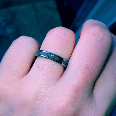 8mm Fumed Cherry Bentwood With Crushed Dark Green Opal and Rose Gold on ...