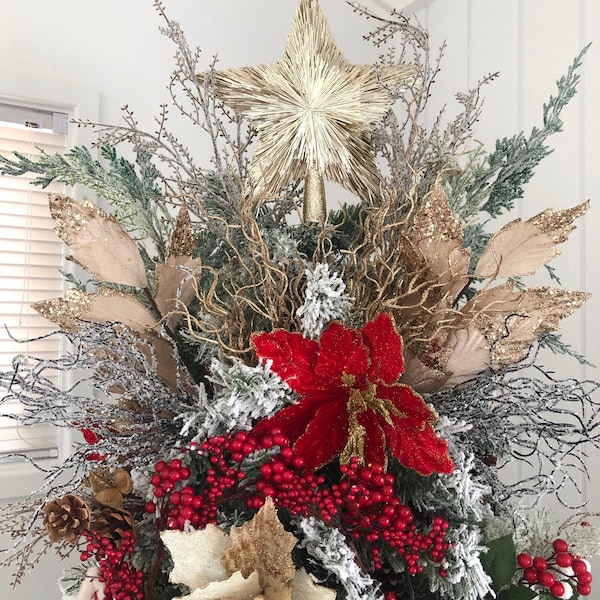 Handmade Gold Star Christmas Tree Topper: PET Tinsel Xmas Decoration - Etsy