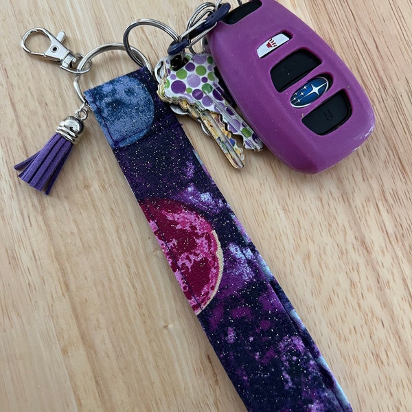 Purple Key Fob Wristlets, Wristlet Keychains With Tassels Lanyard ...