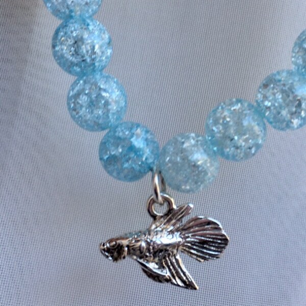 Betta Fish Charm Silver Plated Siamese Fighting Fish Charm for Necklace ...