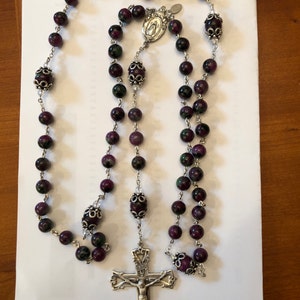 Red Ruby Catholic Rosary Handmade Heirloom Gift for Women, Rubyzoisite ...