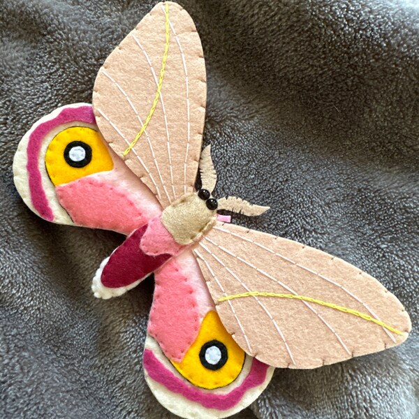 Realistic Automeris Pamina Saturn Moth From Felt Felted Moth Toy Felt ...
