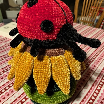 Sunflower Stacking Toy Crochet Pattern, Amigurumi Ladybug Ring Tower ...