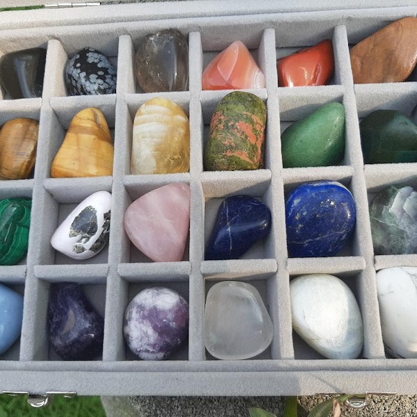 Tumbled Stone Crystal Box - Healing Crystals and Stones Set - Chakra ...
