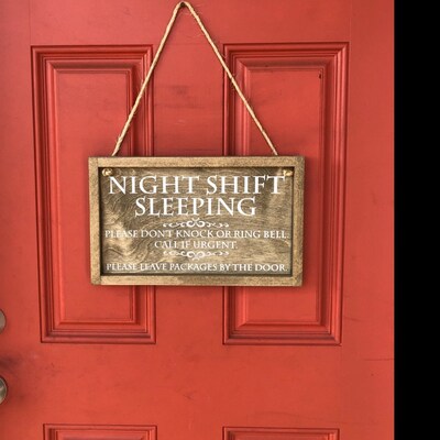 Night Shift Front Door Do Not Disturb Sign Custom Handmade - Etsy