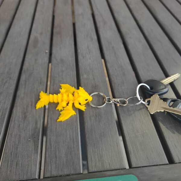 Flexible Dragon 3D Print | Tiny Crystal Dragon Keychain | Hand-painted ...