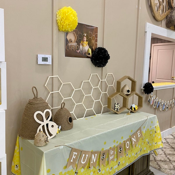 Fun to Bee One Banner, Bumble Bee First Birthday, Happy Bee Day ...