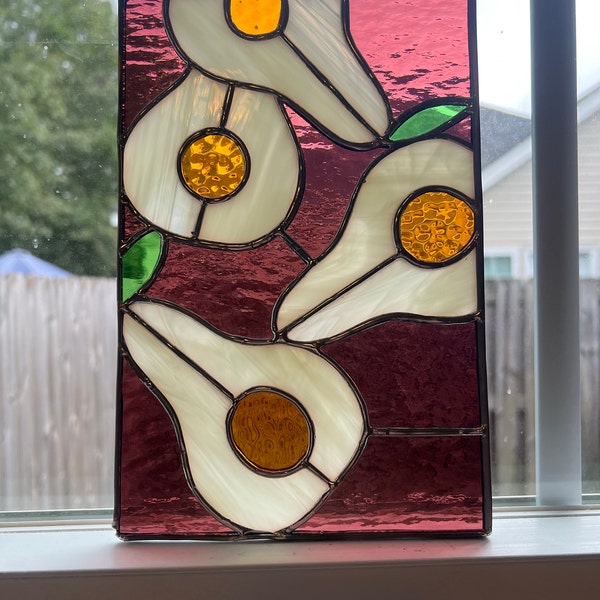 Digital Stained Glass Pattern / PEAR Fruit Panel / Suncatcher ...
