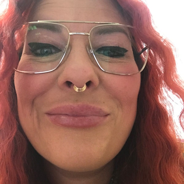 Solid 14 Karat Yellow Gold Quadruple Straight Stacked Septum Ring ...