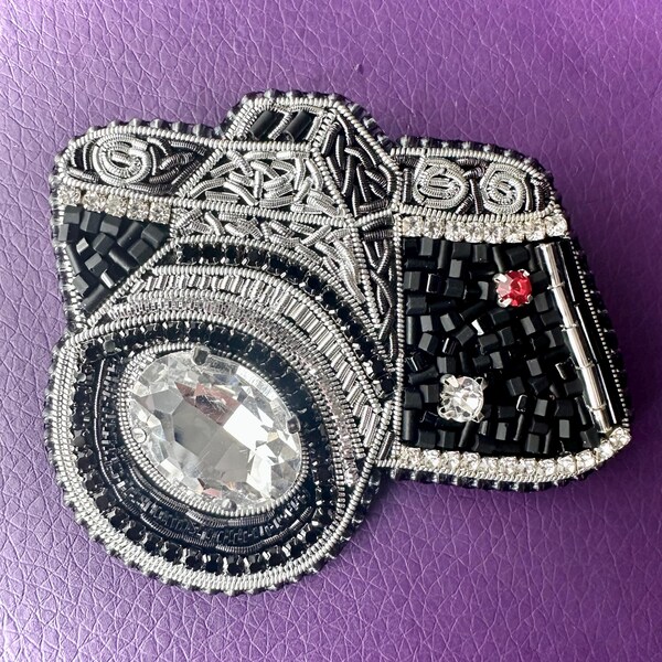 Embroidered UFO, Alien Brooch, Beaded Brooch, Flying Object, Alien ...