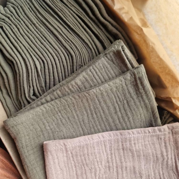 BOHO Muslin Table Napkins, Organic Cloth Serviettes, Double Gauze ...