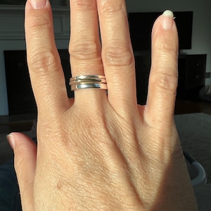 Gold and Silver Rings 3 Stacking Rings, 14k Gold, Sterling Silver Ring ...