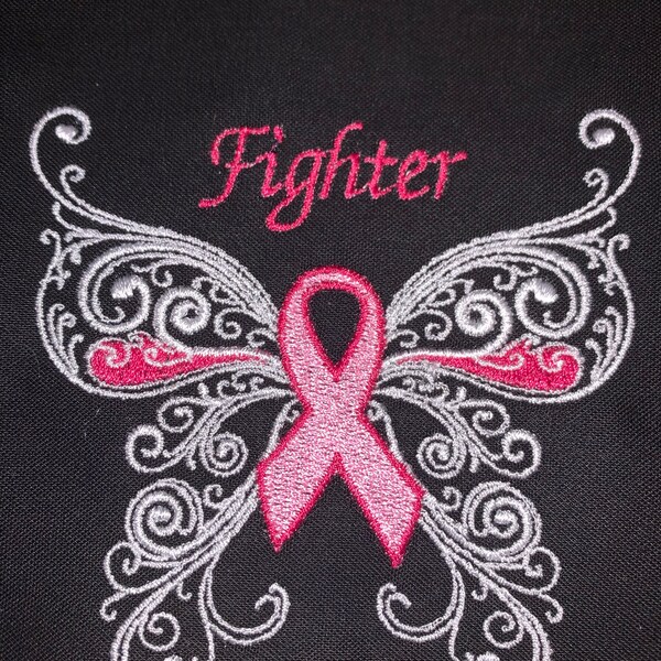Fighter Breast Cancer Filled Butterfly With Wings Machine Embroidery ...